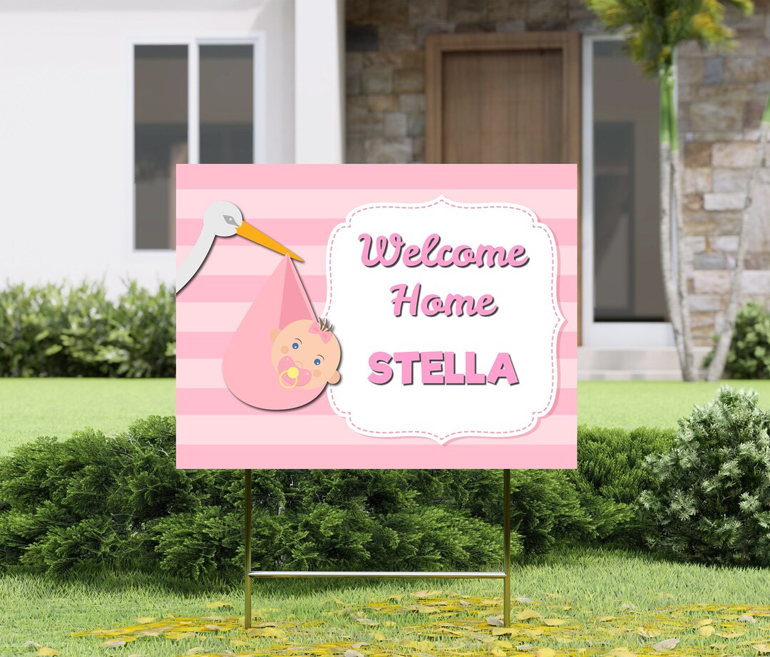 BABY GIRL Welcome Home Yard Sign - Personalized - Drive Thru Sign ...