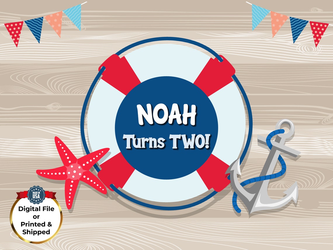 NAUTICAL Personalized Party Backdrop Maritime First Birthday - Etsy