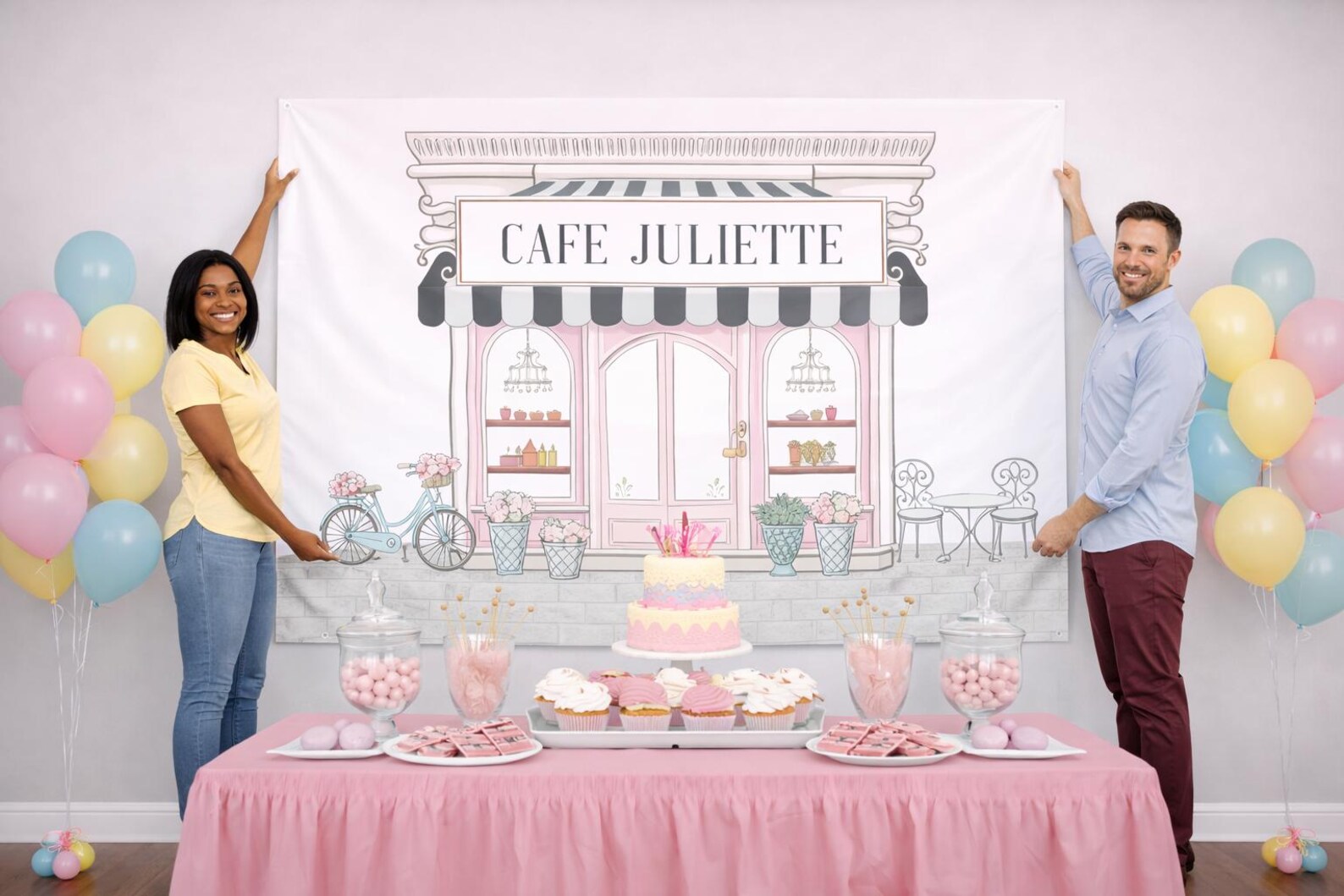 FRENCH PATISSERIE Party Backdrop - Personalized Paris Birthday Bridal ...