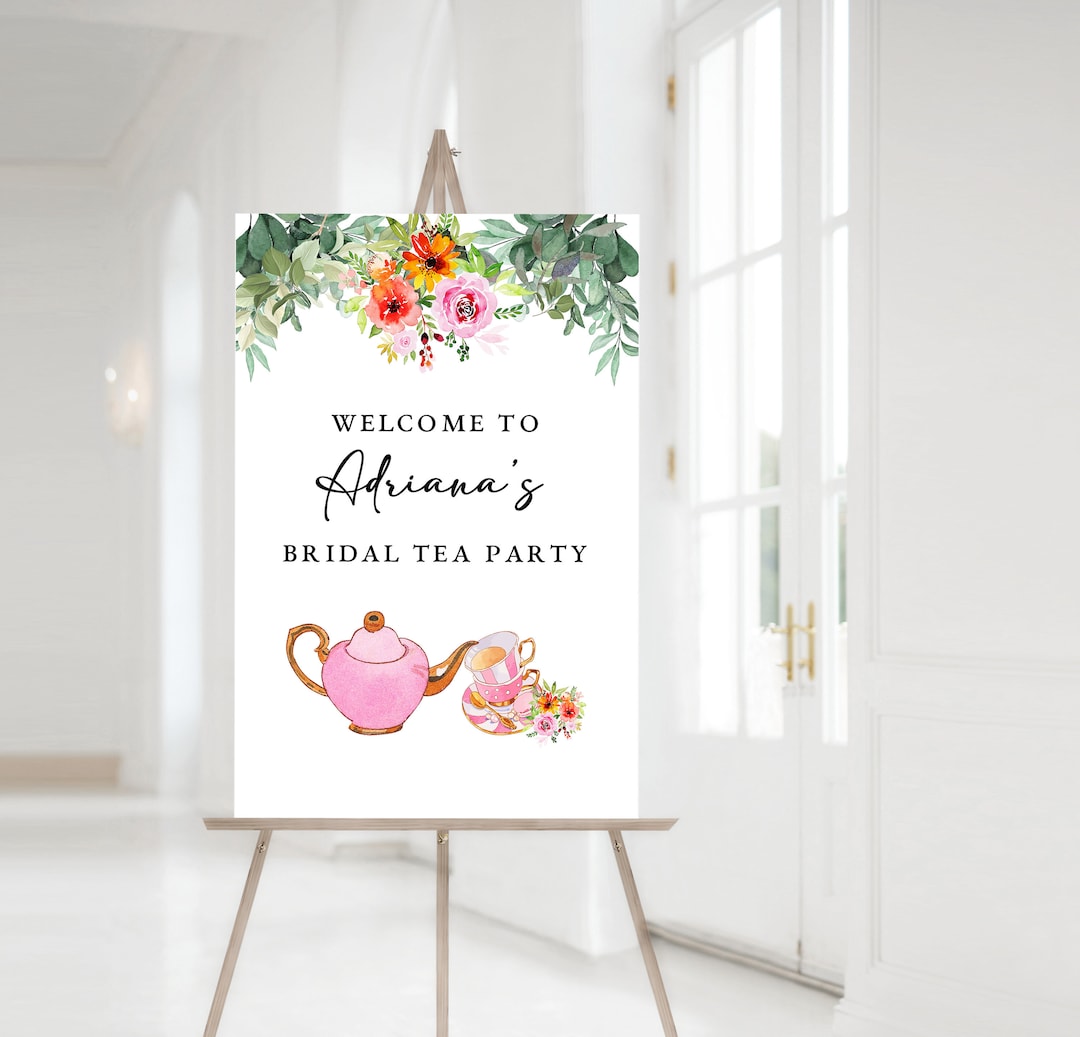 TEA PARTY Personalized Welcome Sign Personalized Tea Party Background ...