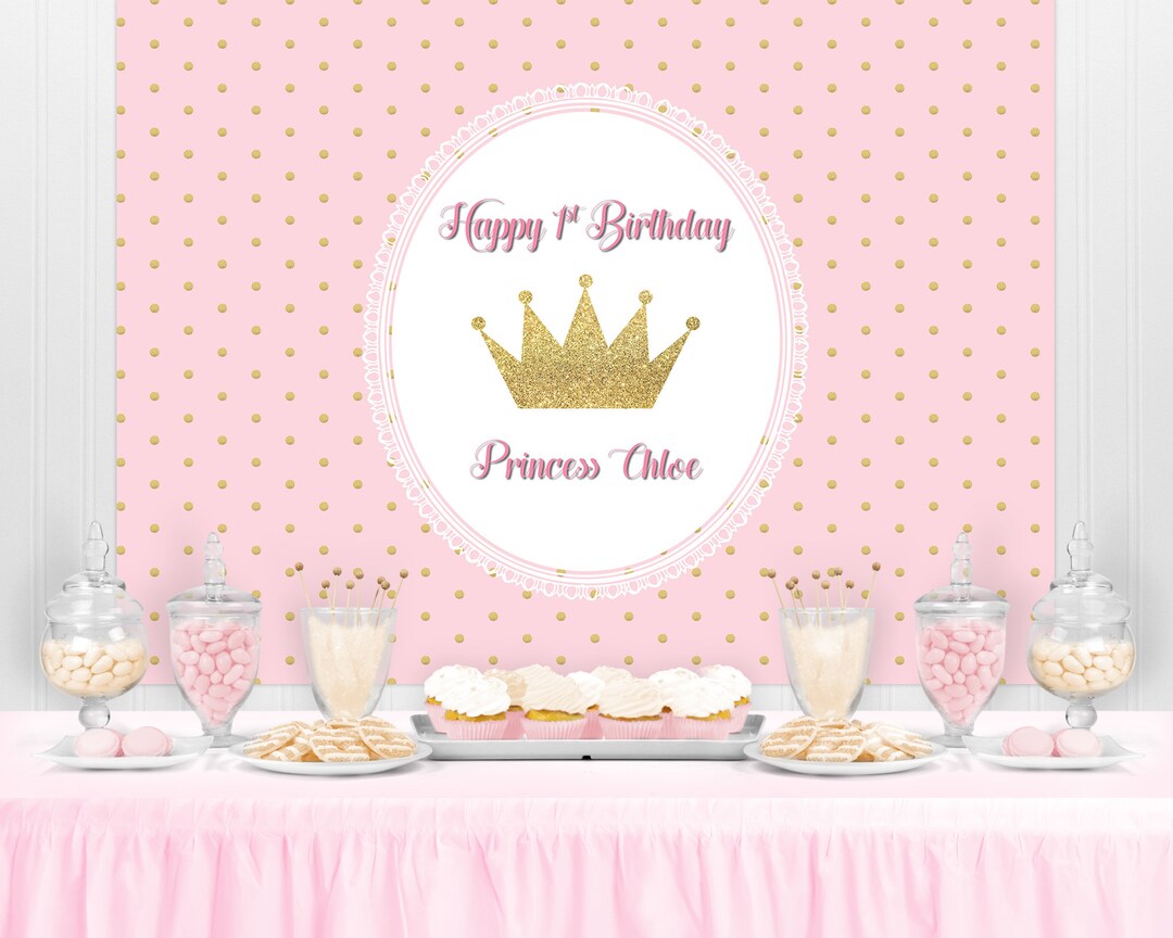 PRINCESS Personalized Birthday Party Backdrop Royal Princess Birthday ...