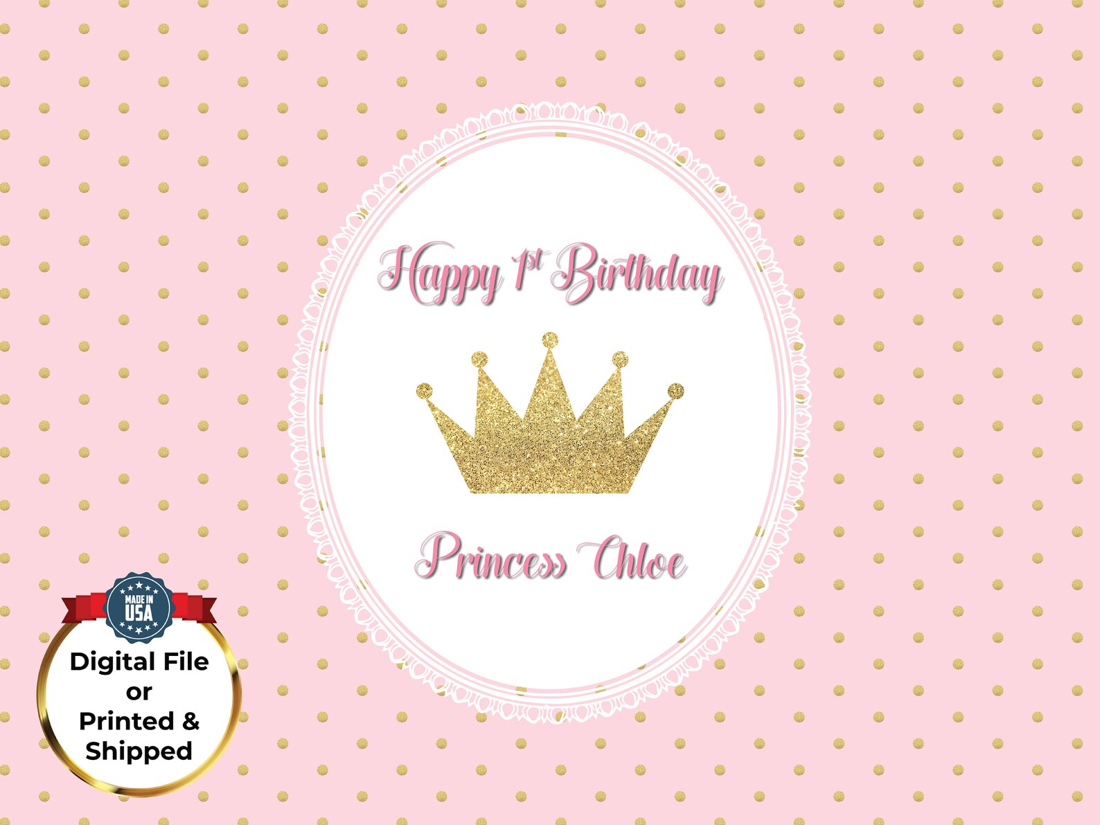 PRINCESS Personalized Birthday Party Backdrop Royal Princess - Etsy