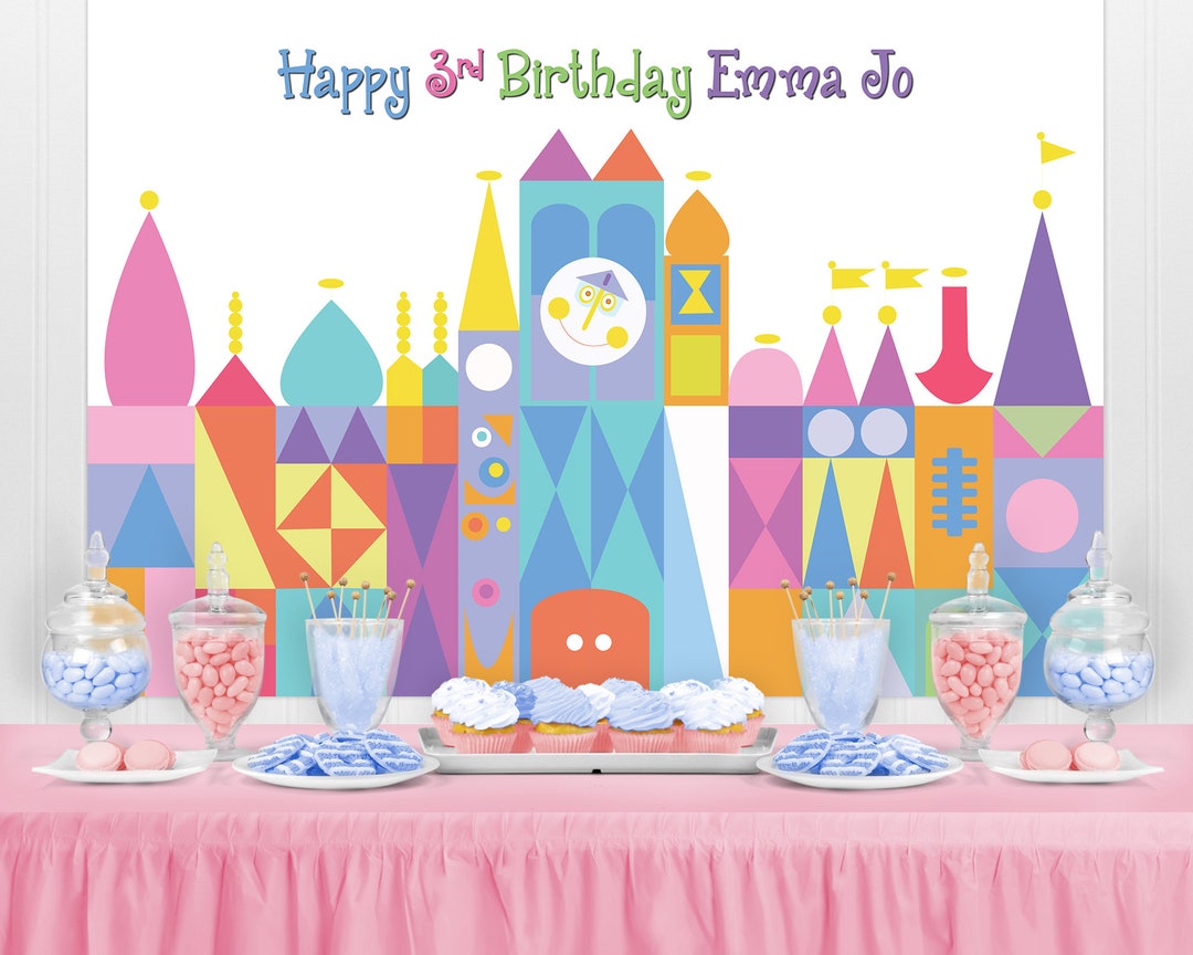 ITS a SMALL WORLD Inspired Personalized Birthday Party Backdrop - Small ...