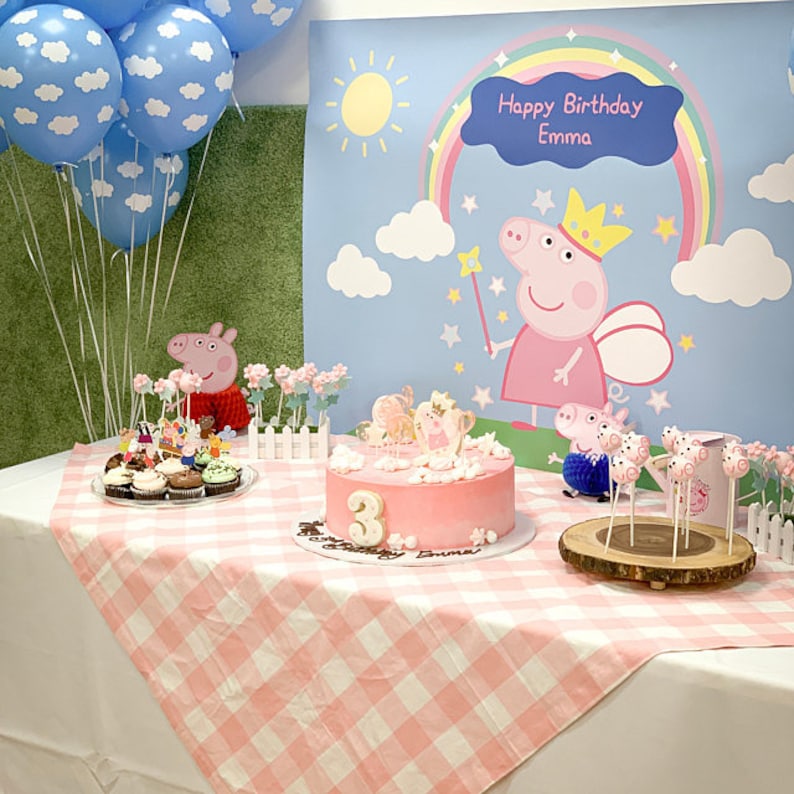 PEPPA PIG Inspired Personalized Birthday Party Backdrop | Etsy