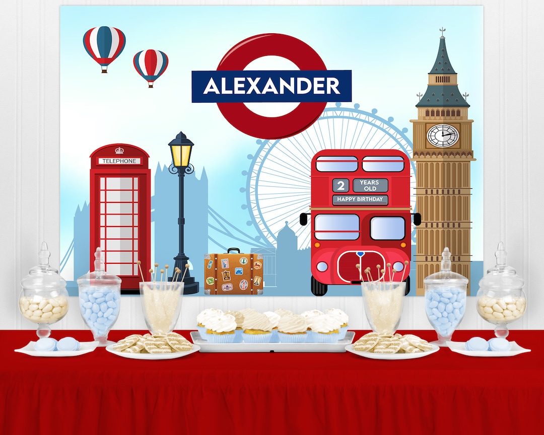 LONDON Birthday Backdrop - Custom London Teddy Bear Inspired Birthday ...