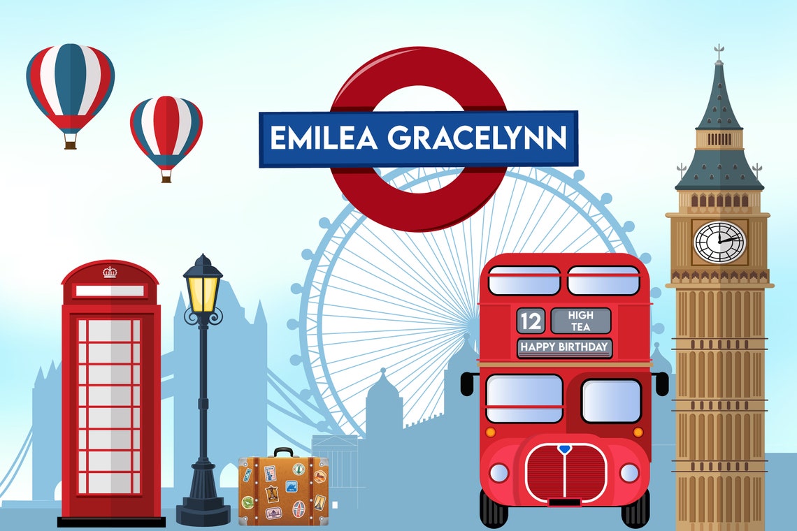 LONDON Birthday Backdrop Custom London Teddy Bear Inspired | Etsy