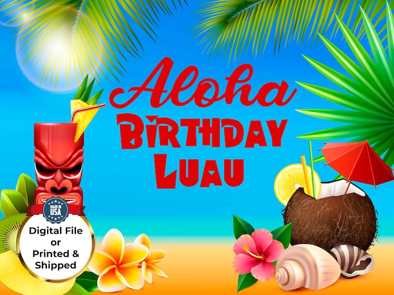 LUAU Party Backdrop Beach Party Background Personalized - Etsy