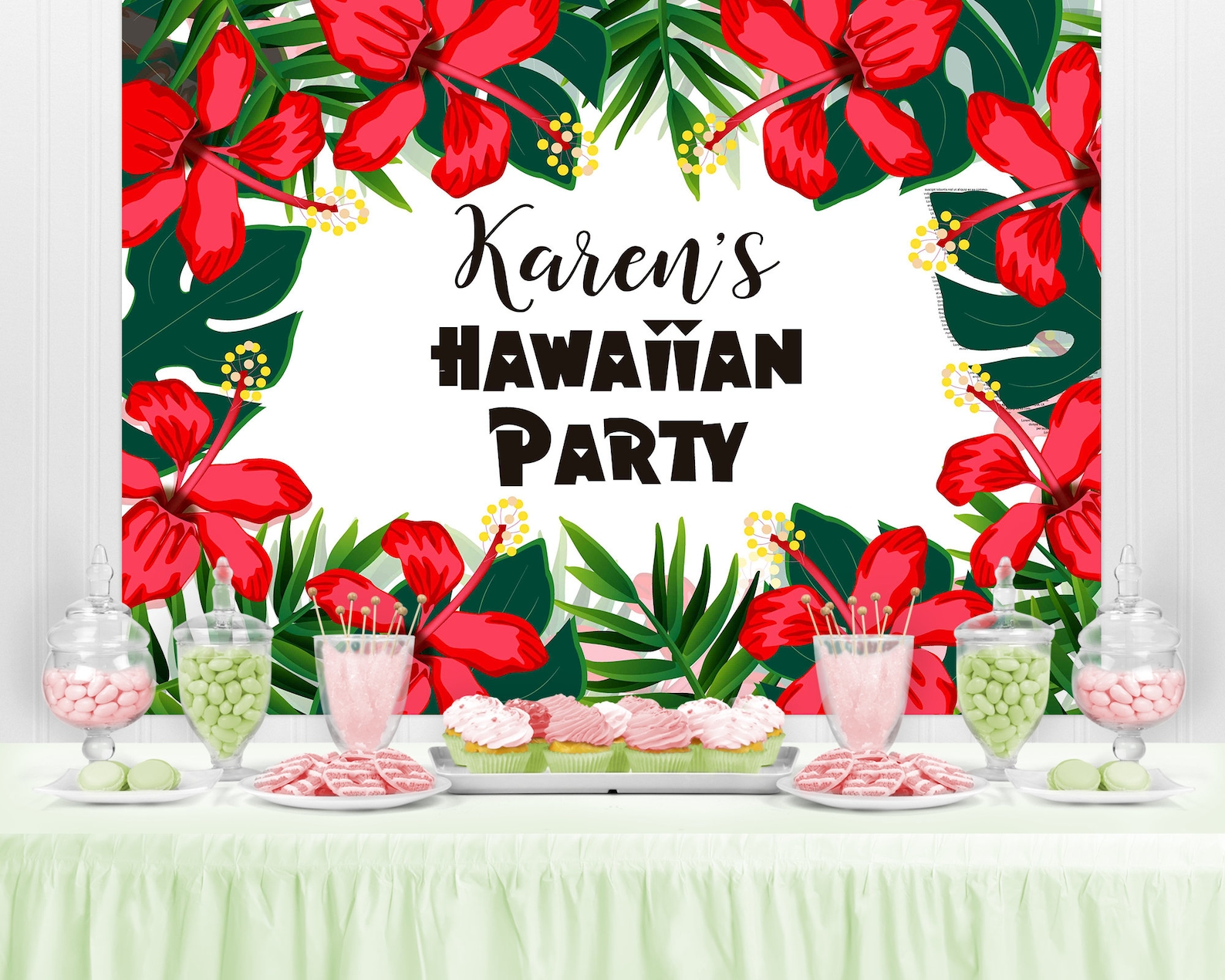 PRINTED Custom LUAU Party Backdrop LUAU Graduation Party | Etsy