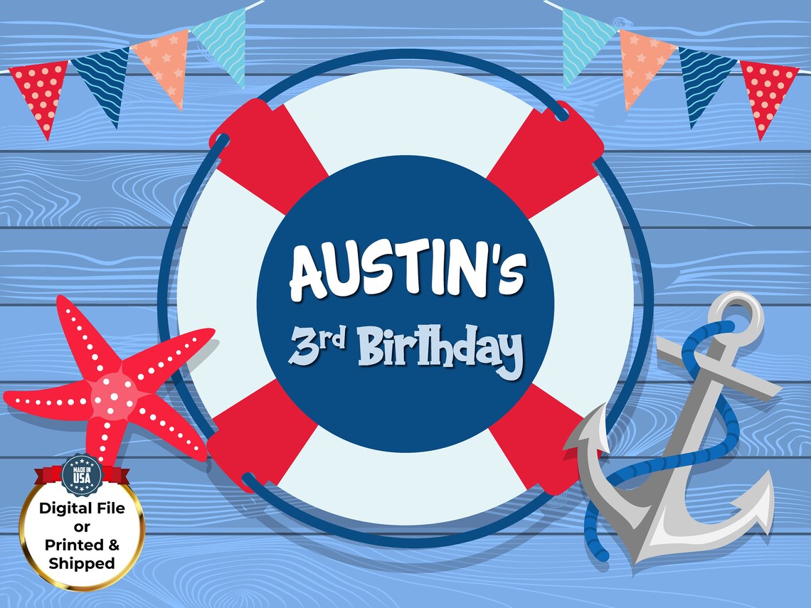 NAUTICAL Personalized Party Backdrop Maritime First Birthday - Etsy