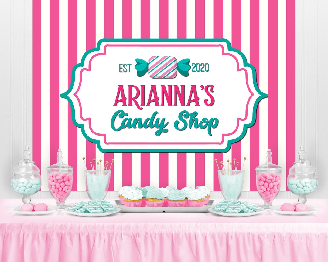 CANDY SHOP Personalized Birthday Party Backdrop Sweet Shop Candy Store ...
