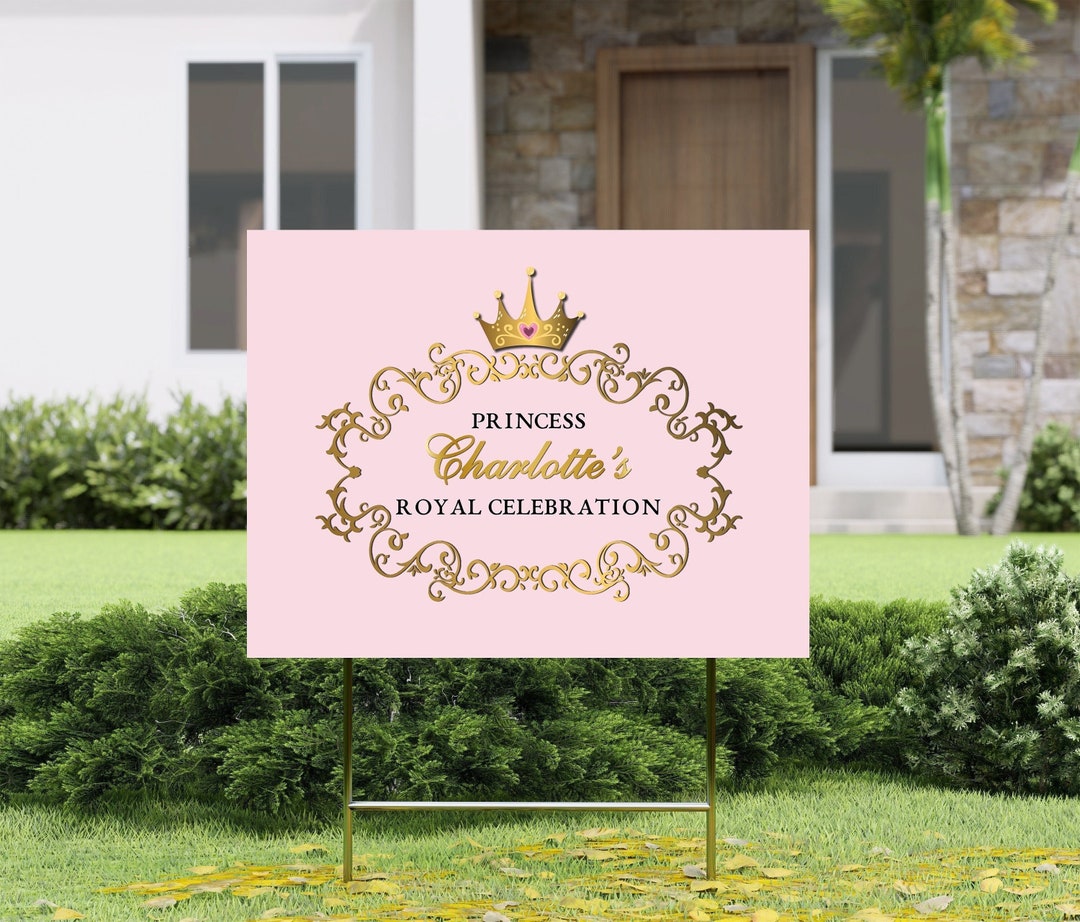 PRINCESS CROWN Yard Sign - Personalized Lawn Sign - Baby Shower Party ...