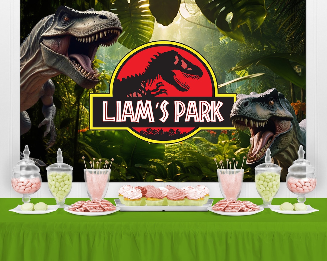 DINOSAUR T REX Birthday Party Backdrop - Dino Birthday Party Background ...