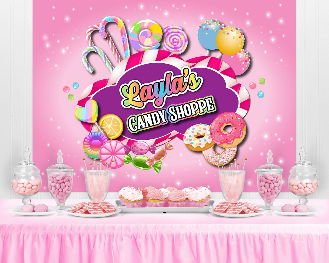 CANDY SHOP Personalized Birthday Party Backdrop Sweet Shop Candy Store ...