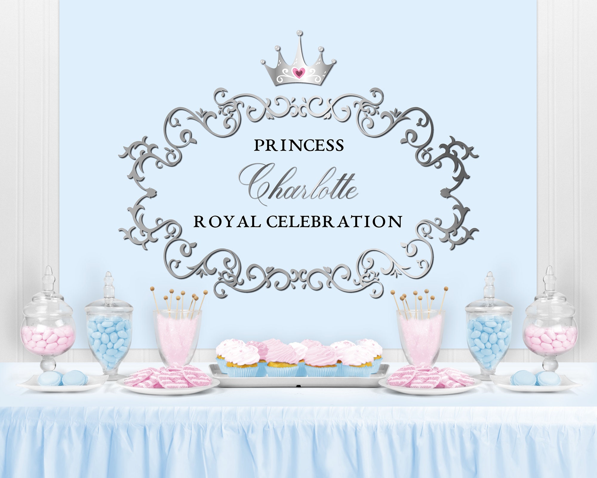 PRINCESS Personalized Birthday Party Backdrop - Royal Princess Birthday ...