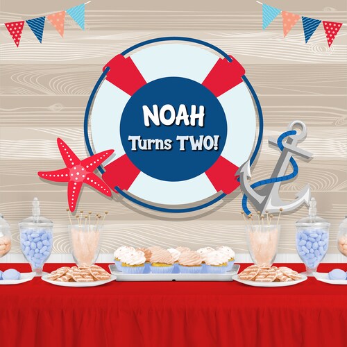 NAUTICAL Personalized Party Backdrop Maritime First Birthday - Etsy