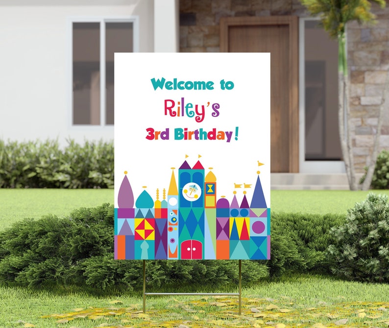 SMALL WORLD Inspired Yard Sign - Personalized - Drive Thru Birthday ...