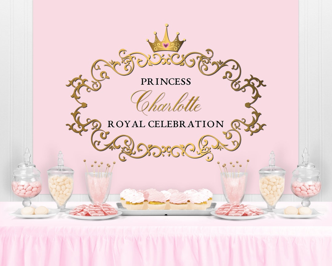 PRINCESS Personalized Birthday Party Backdrop - Royal Princess Birthday ...