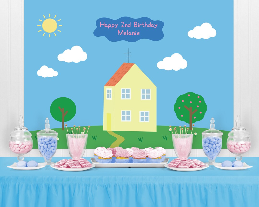 PIG Character Inspired Backdrop - Personalized Birthday Party Backdrop ...