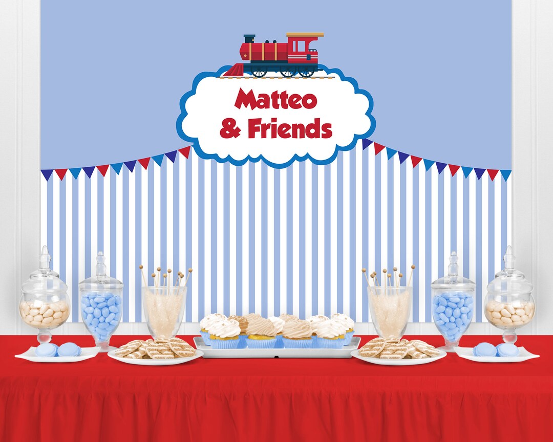 TRAIN Personalized Birthday Party Backdrop - Trains Birthday Party ...