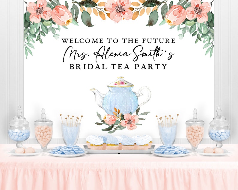 PERSONALIZED Party Backdrop Personalized - Tea Party Background - Tea ...