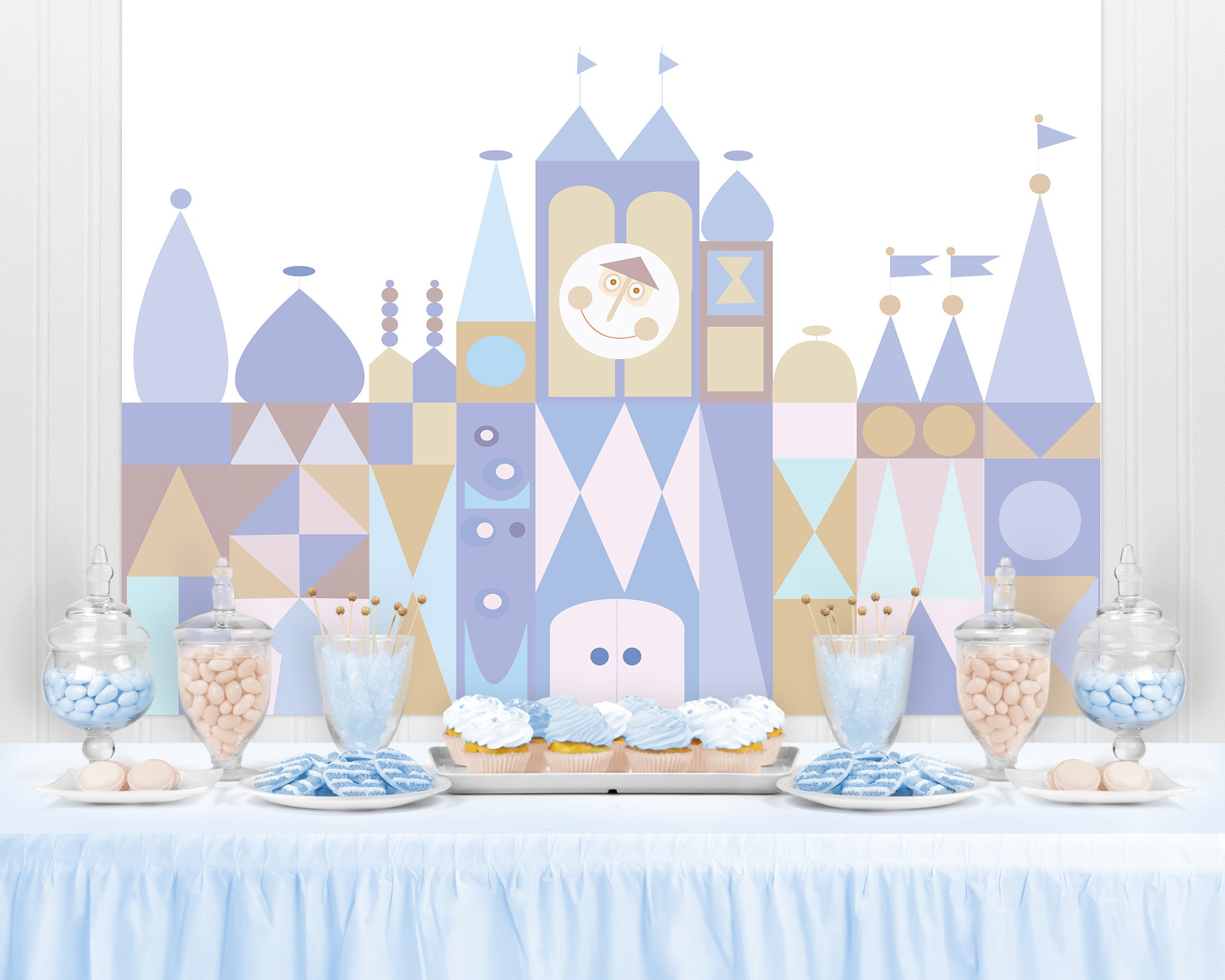 PRINTED Its a SMALL WORLD Inspired Birthday Party Backdrop | Etsy