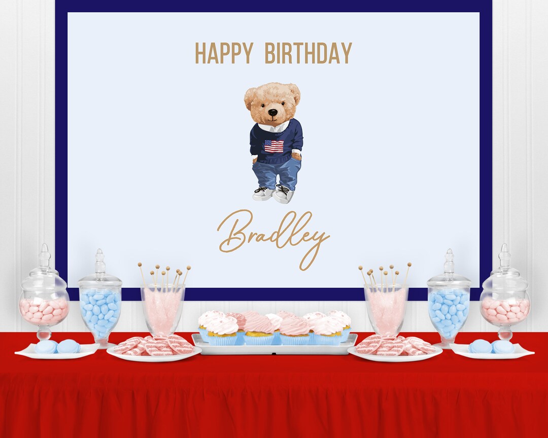 BEAR Birthday Backdrop - Custom London Teddy Bear Birthday Party ...