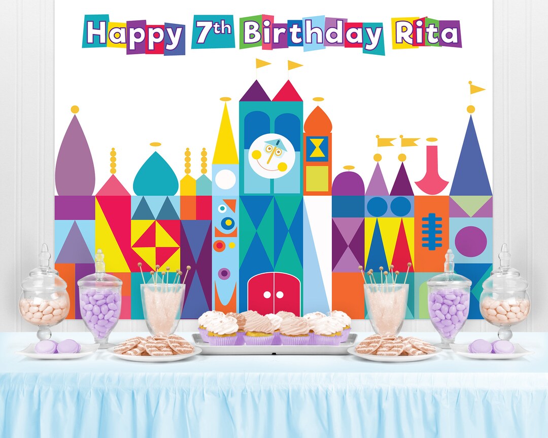 ITS a SMALL WORLD Inspired Personalized Birthday Party Backdrop - Small ...