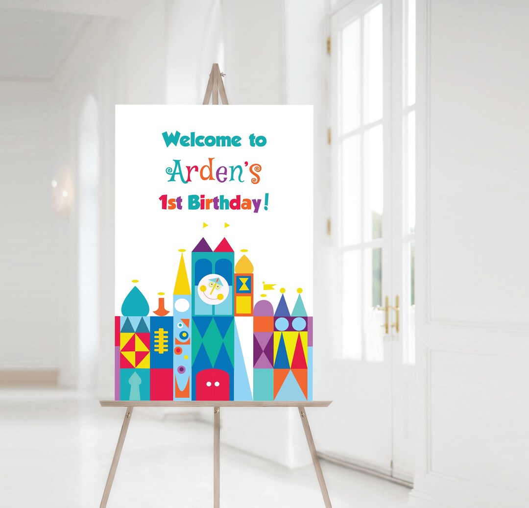 SMALL WORLD Inspired Welcome Sign - Personalized Sign - Party ...