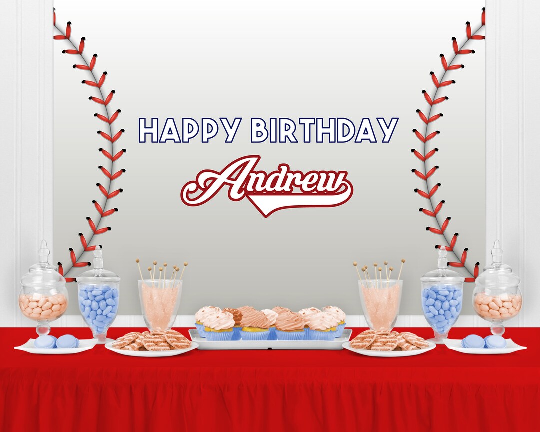 BASEBALL SOFTBALL Birthday Party Backdrop - Baseball Birthday Party ...