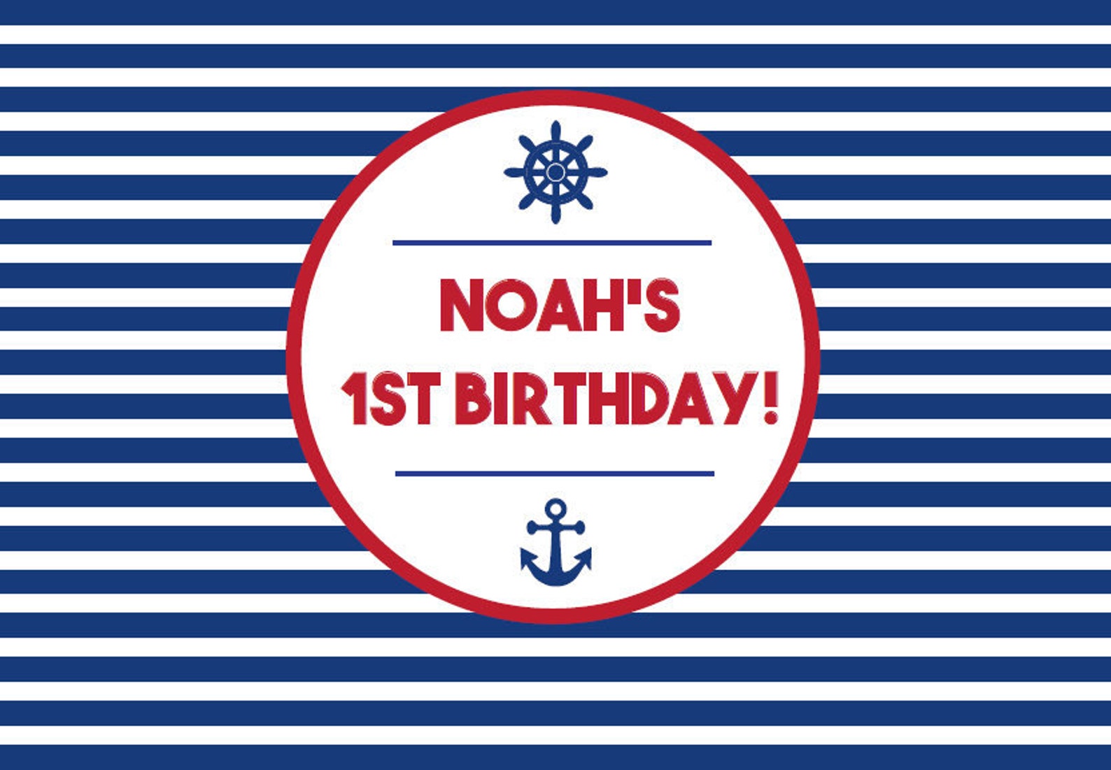 NAUTICAL Personalized Party Backdrop - Maritime First Birthday Party ...