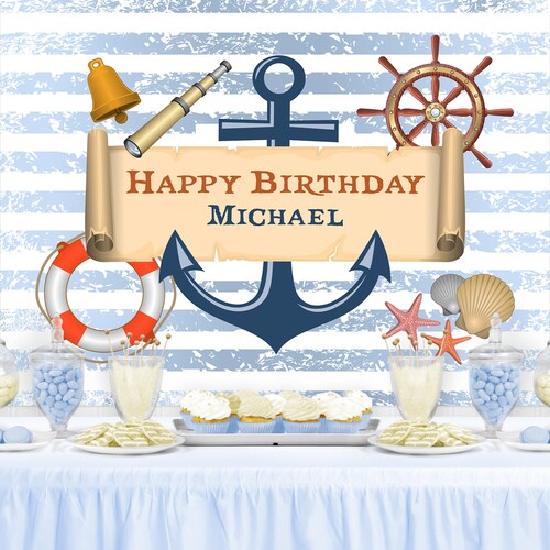 NAUTICAL Personalized Party Backdrop Maritime First Birthday - Etsy