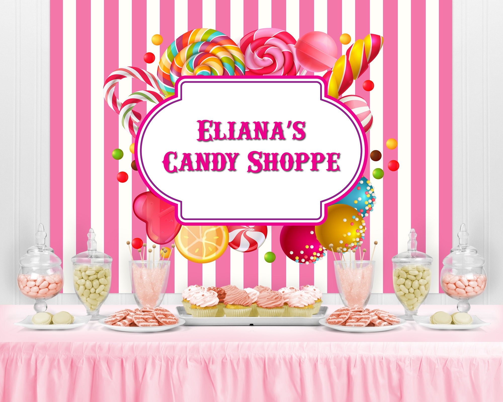 Personalized Candyland Birthday Backdrop, Sweet Shop Decoration ...
