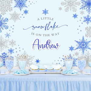 SNOWFLAKE Baby Shower Personalized Birthday Backdrop - Birthday Party ...