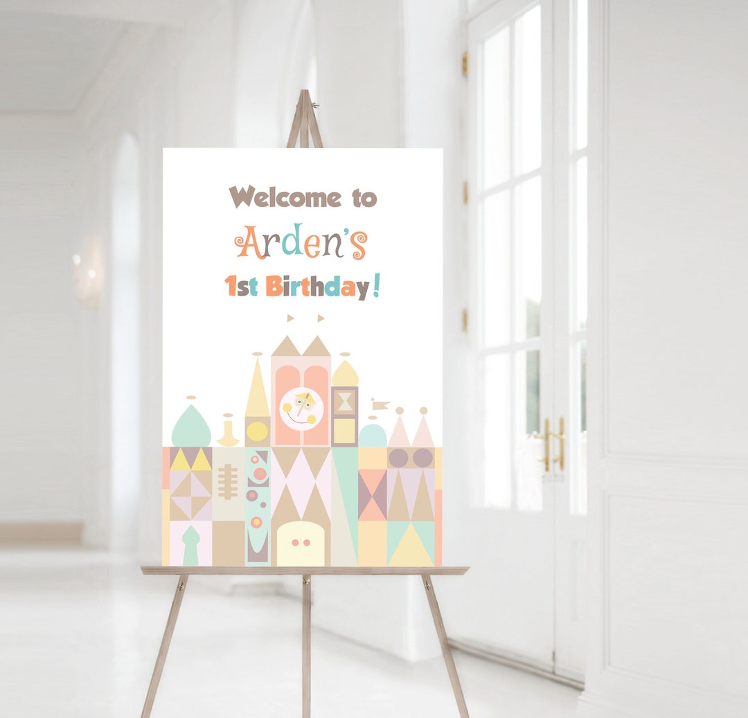SMALL WORLD Inspired Welcome Sign - Personalized Sign - Party ...