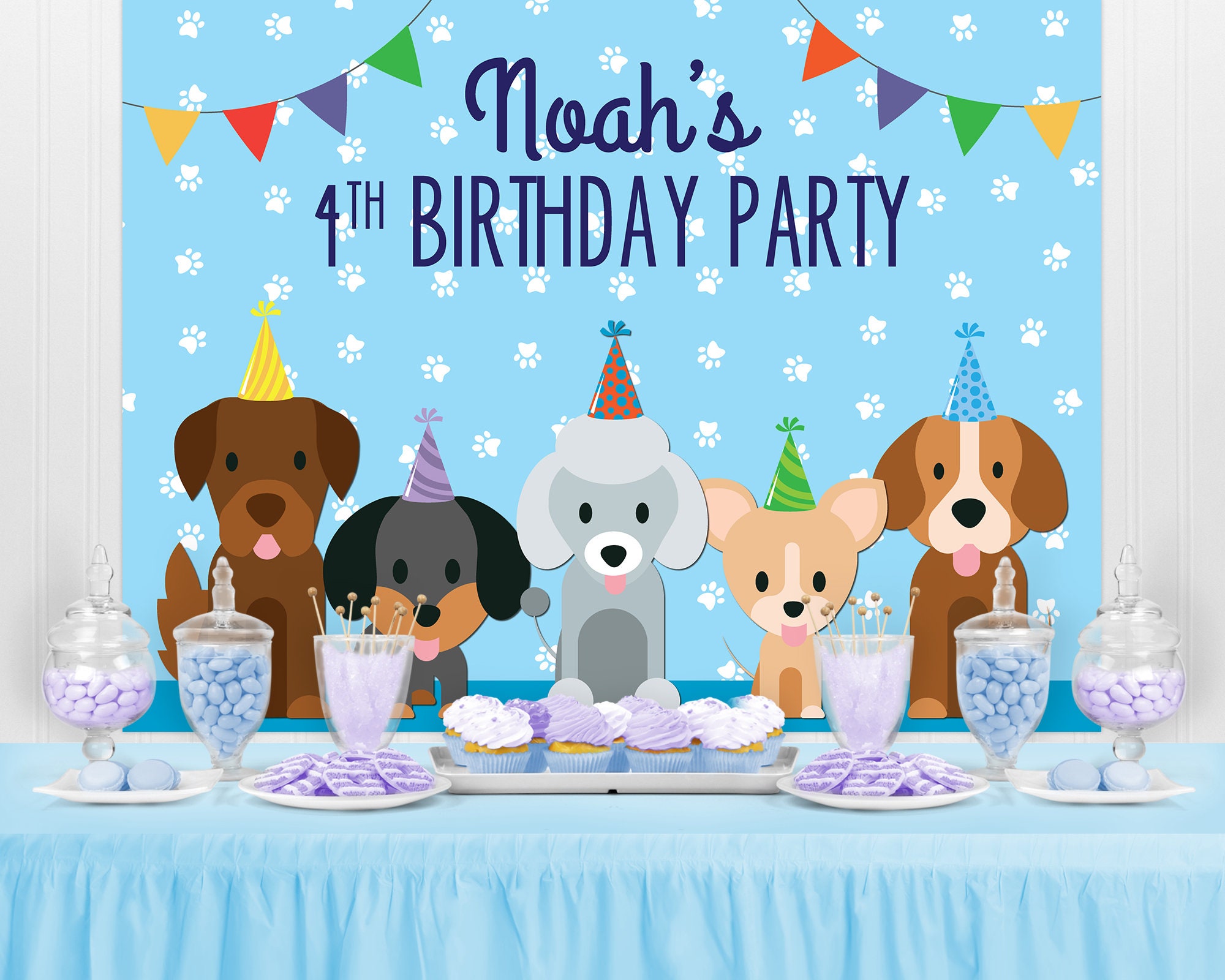 PUPPY DOG PAWTY Party Backdrop Dog Lover Party Background - Etsy
