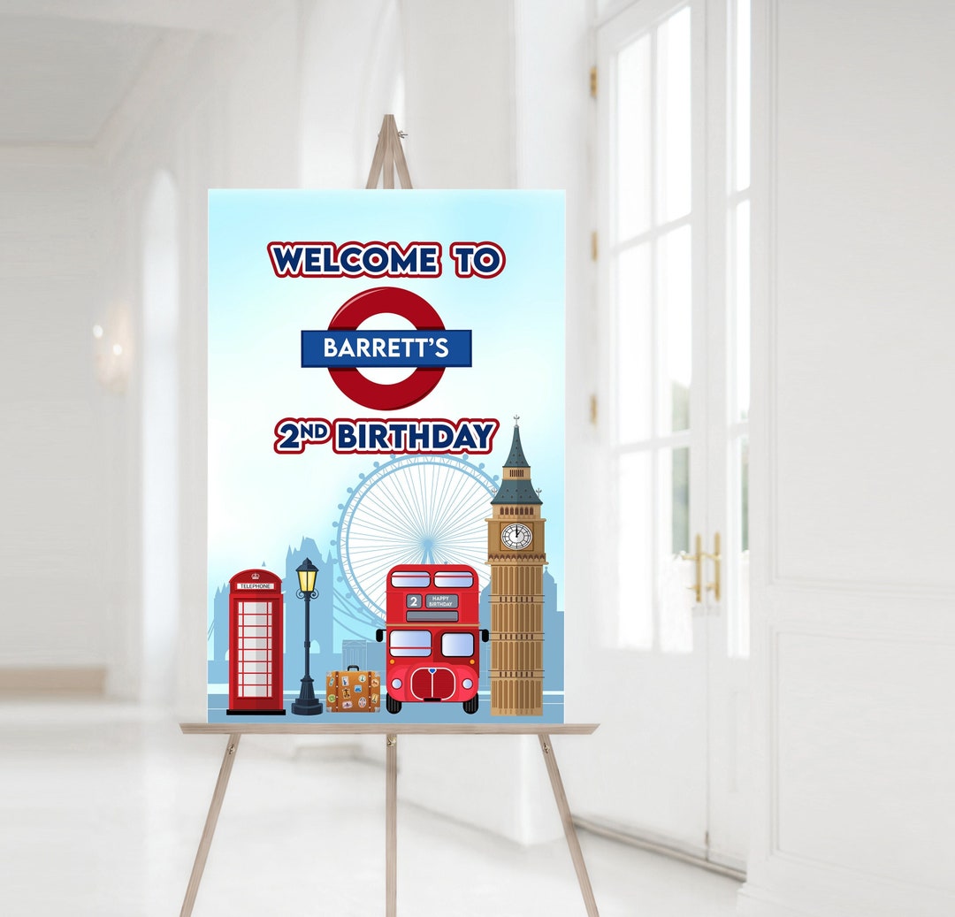 LONDON BRITISH Welcome Sign for Party - Baby Shower Party Decoration ...