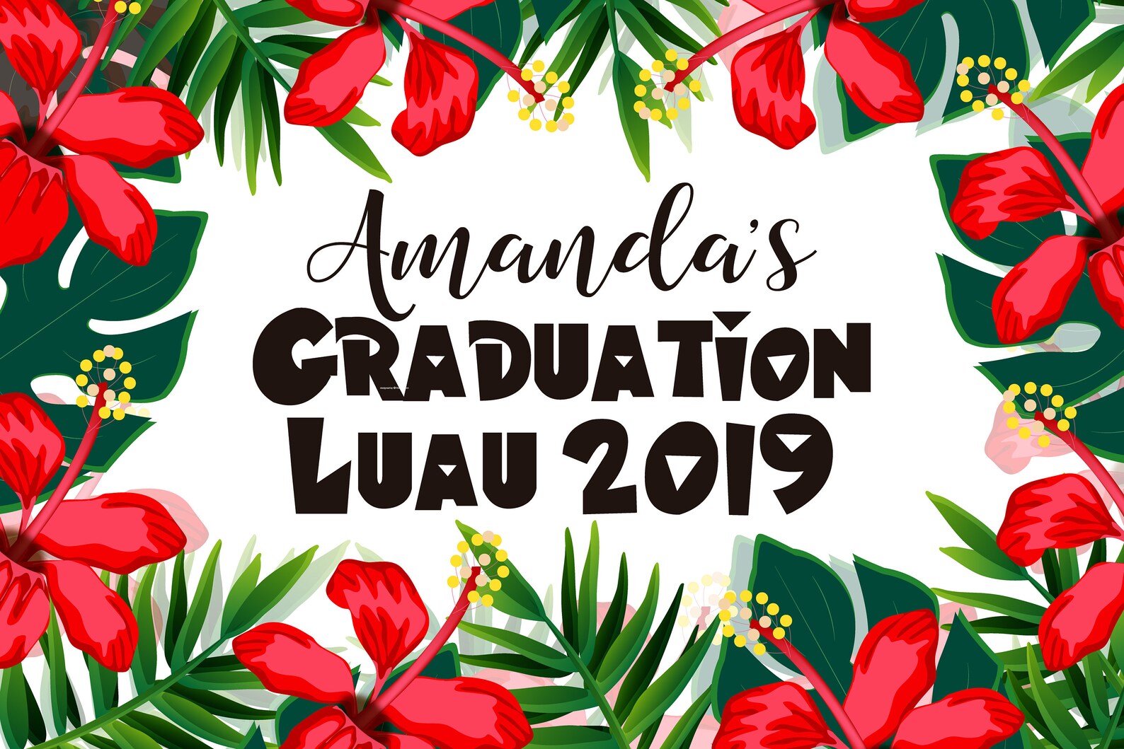 PRINTED Custom LUAU Party Backdrop LUAU Graduation Party | Etsy