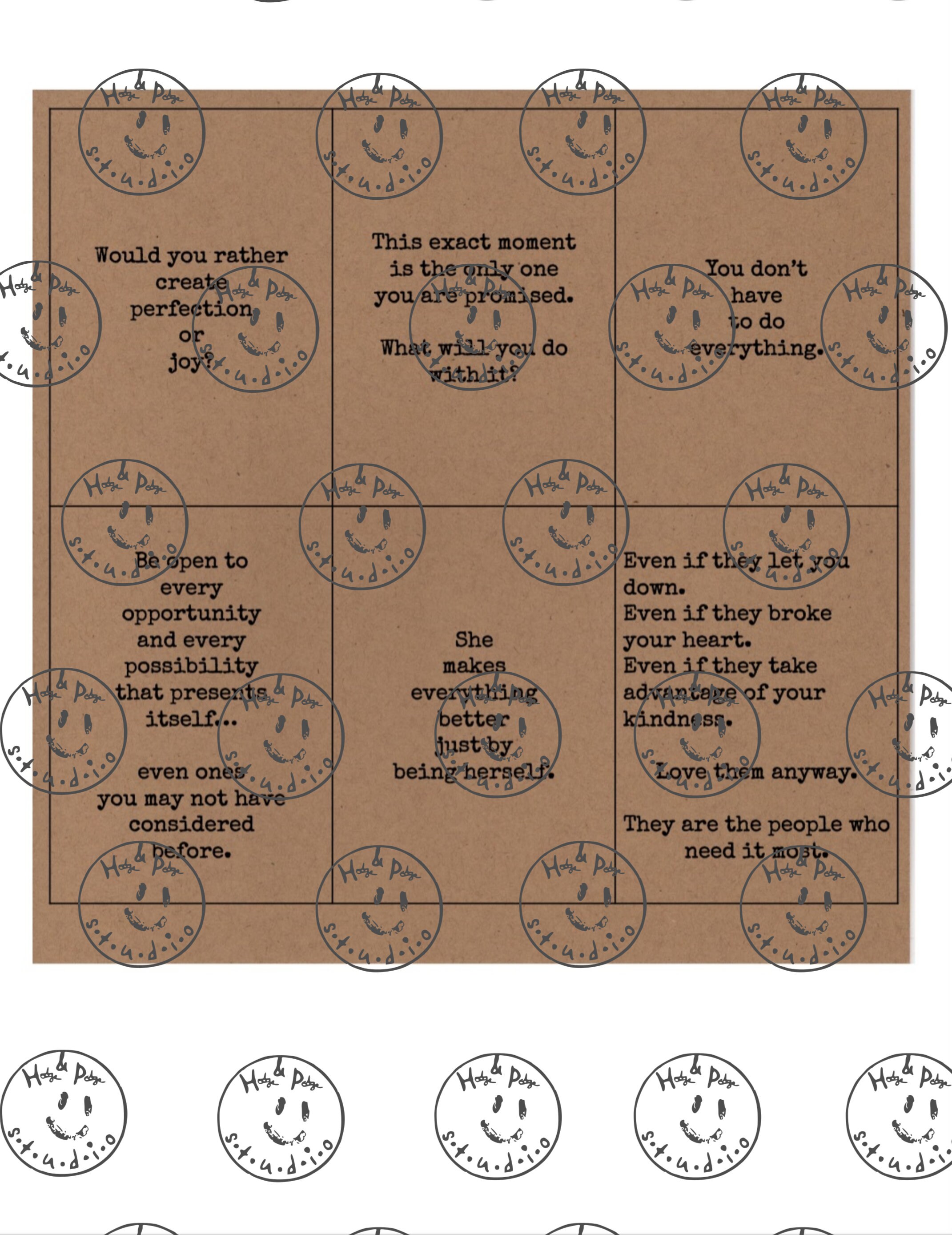 Printable Little Thoughts Quote Cards Dark Kraft Paper, Affirmation ...