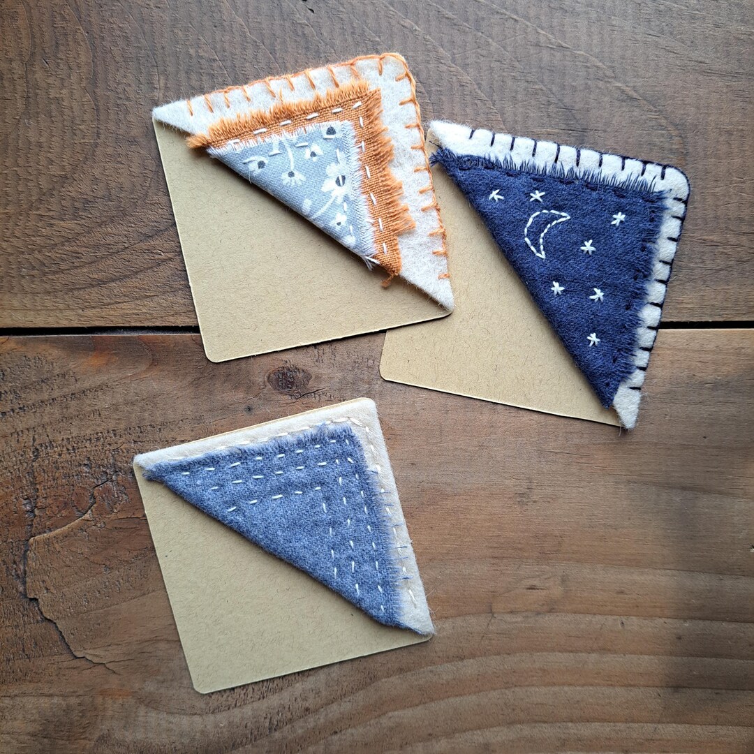 Slow Stitched Corner Bookmark Pattern, Embroidery Project, Digital ...