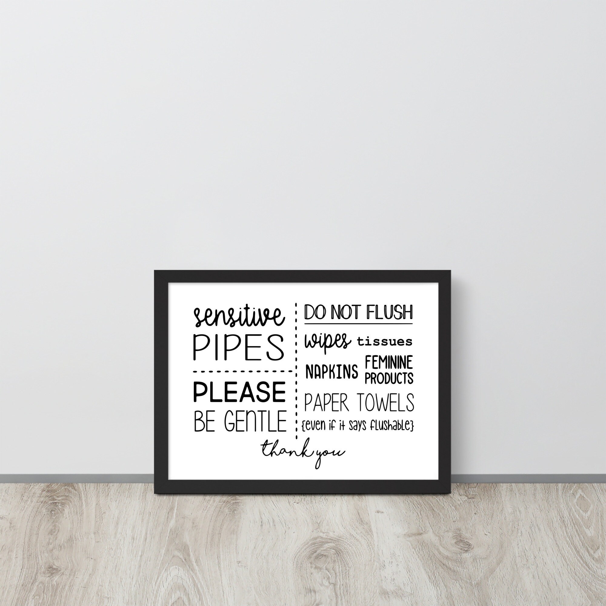 Sensitive Pipes Framed Poster, Guest Bathroom, Wall Signs, Septic ...