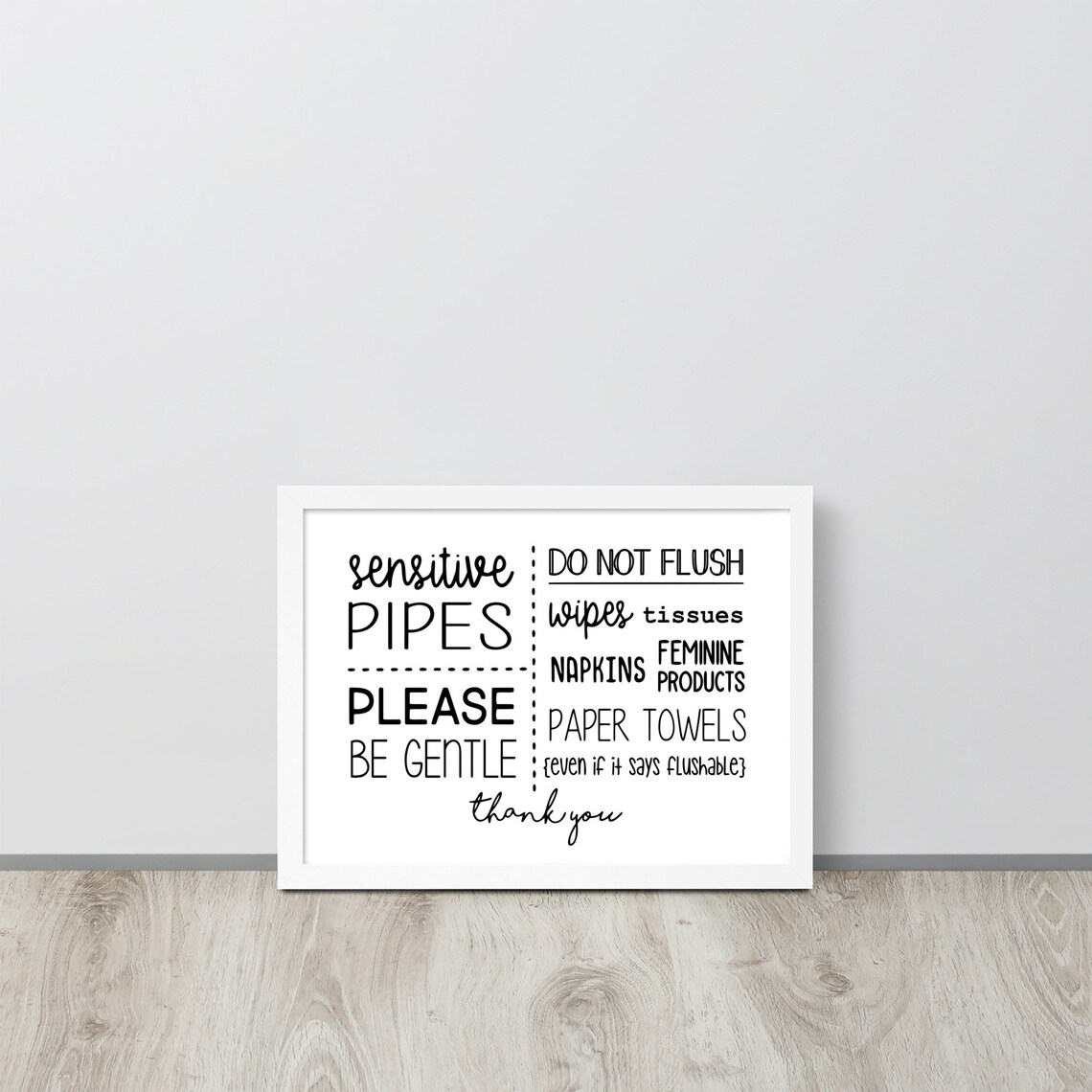 Sensitive Pipes Framed Poster, Guest Bathroom, Wall Signs, Septic ...