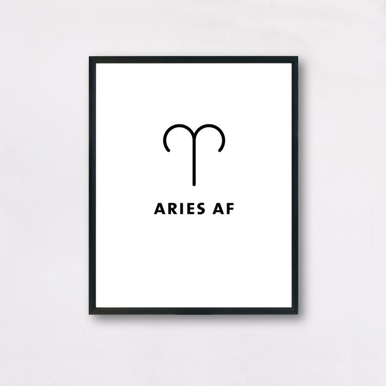 Aries Af Printable Art Print Zodiac Wall Decor Astrology Etsy