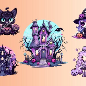 15 Pastel Halloween PNG Clipart Bundle, Cute and Creepy Goth Images ...