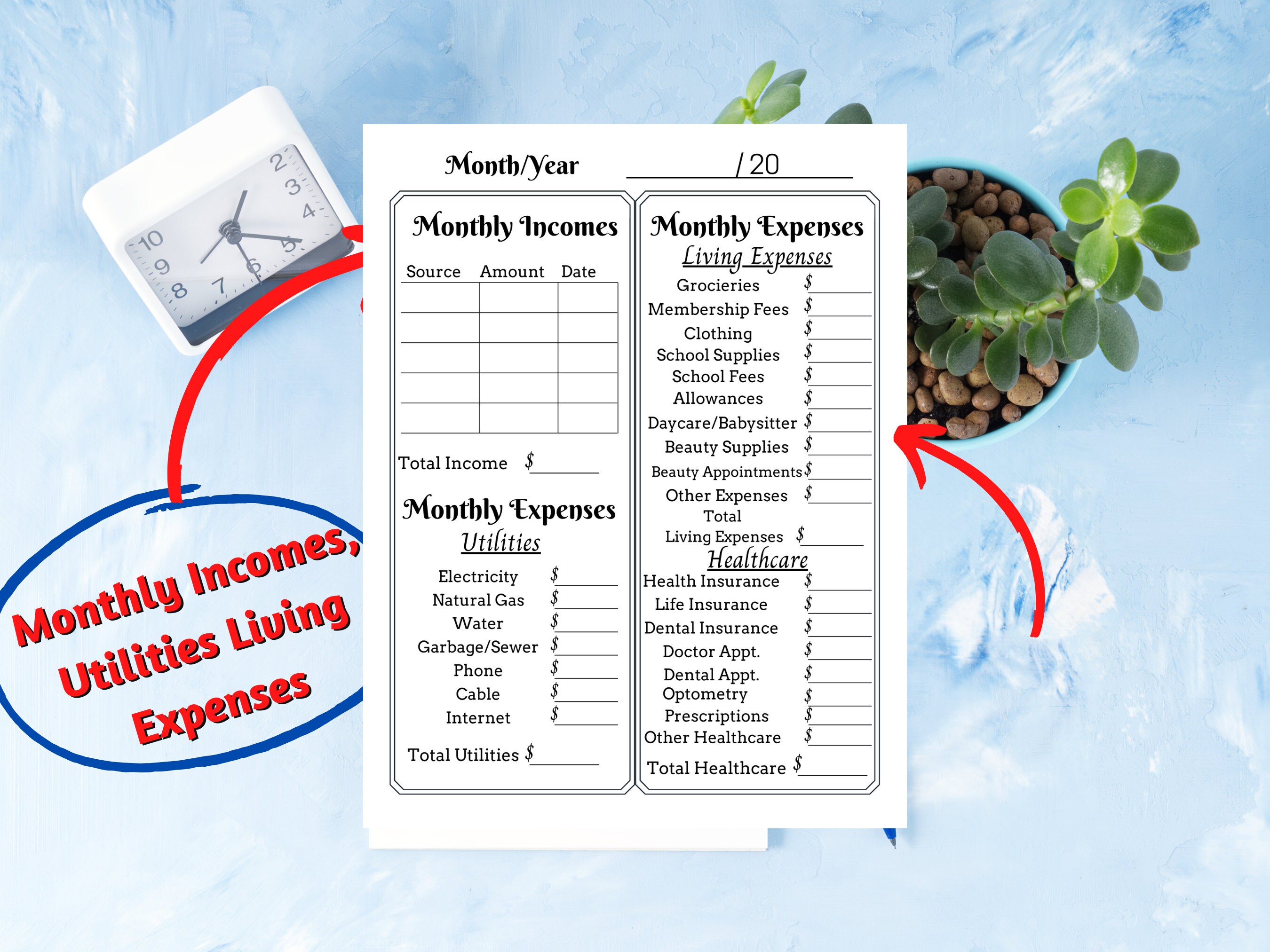 Monthly Budget Planner, Expense Tracker, Printable Budget Planner ...