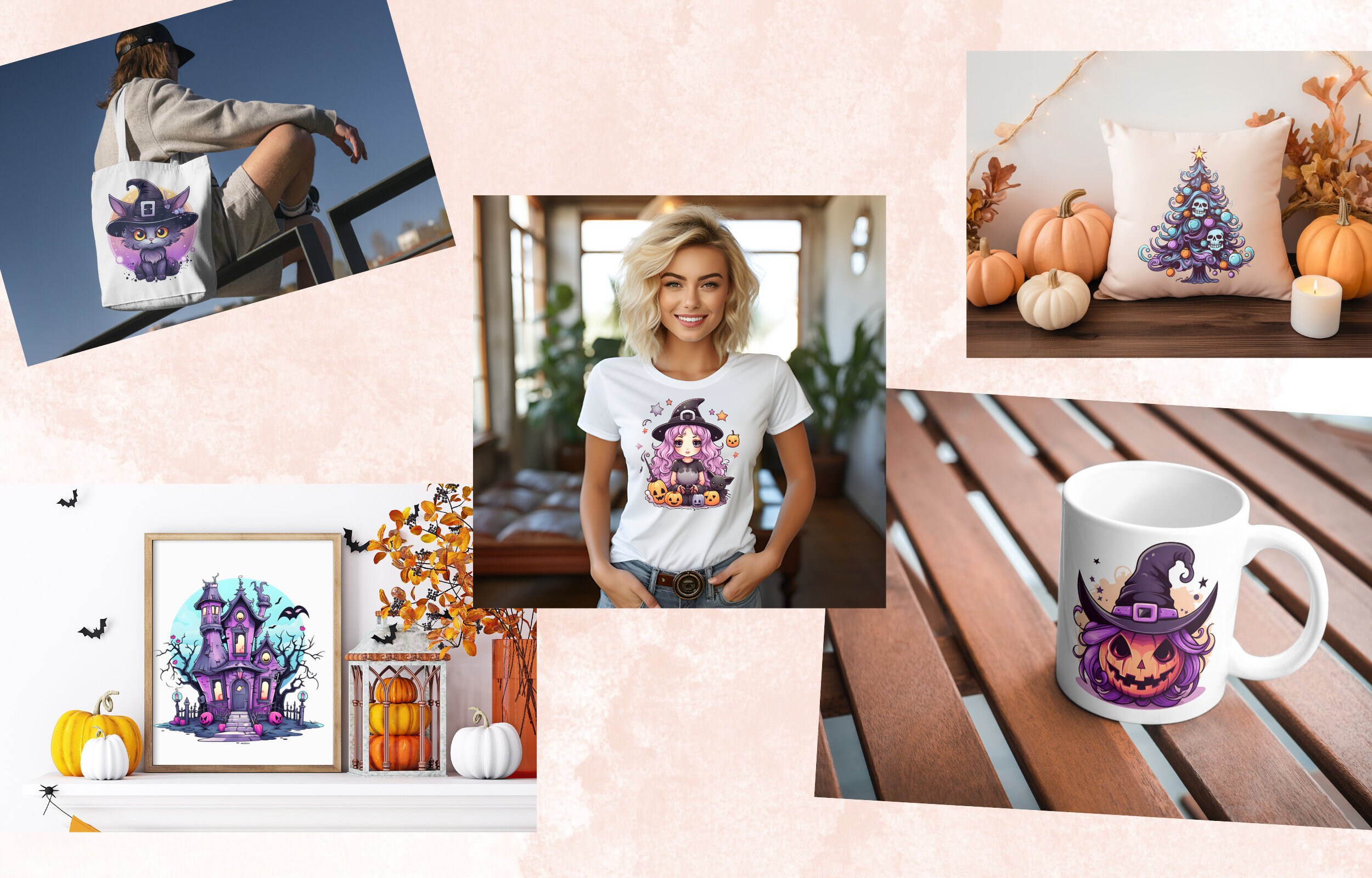 15 Pastel Halloween PNG Clipart Bundle, Cute and Creepy Goth Images ...