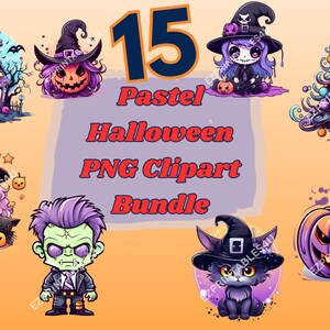 15 Pastel Halloween PNG Clipart Bundle, Cute and Creepy Goth Images ...
