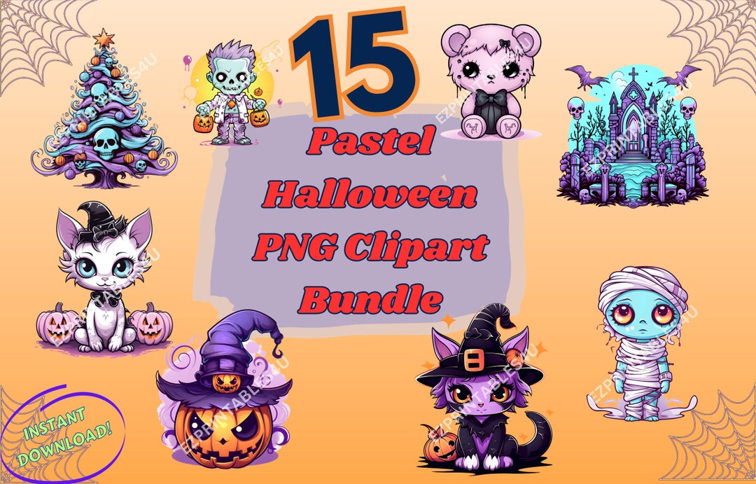 Clipart Bundle Pastel Halloween PNG Cute and Creepy Images Transparent ...