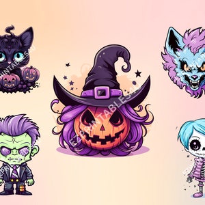 15 Pastel Halloween PNG Clipart Bundle, Cute and Creepy Goth Images ...
