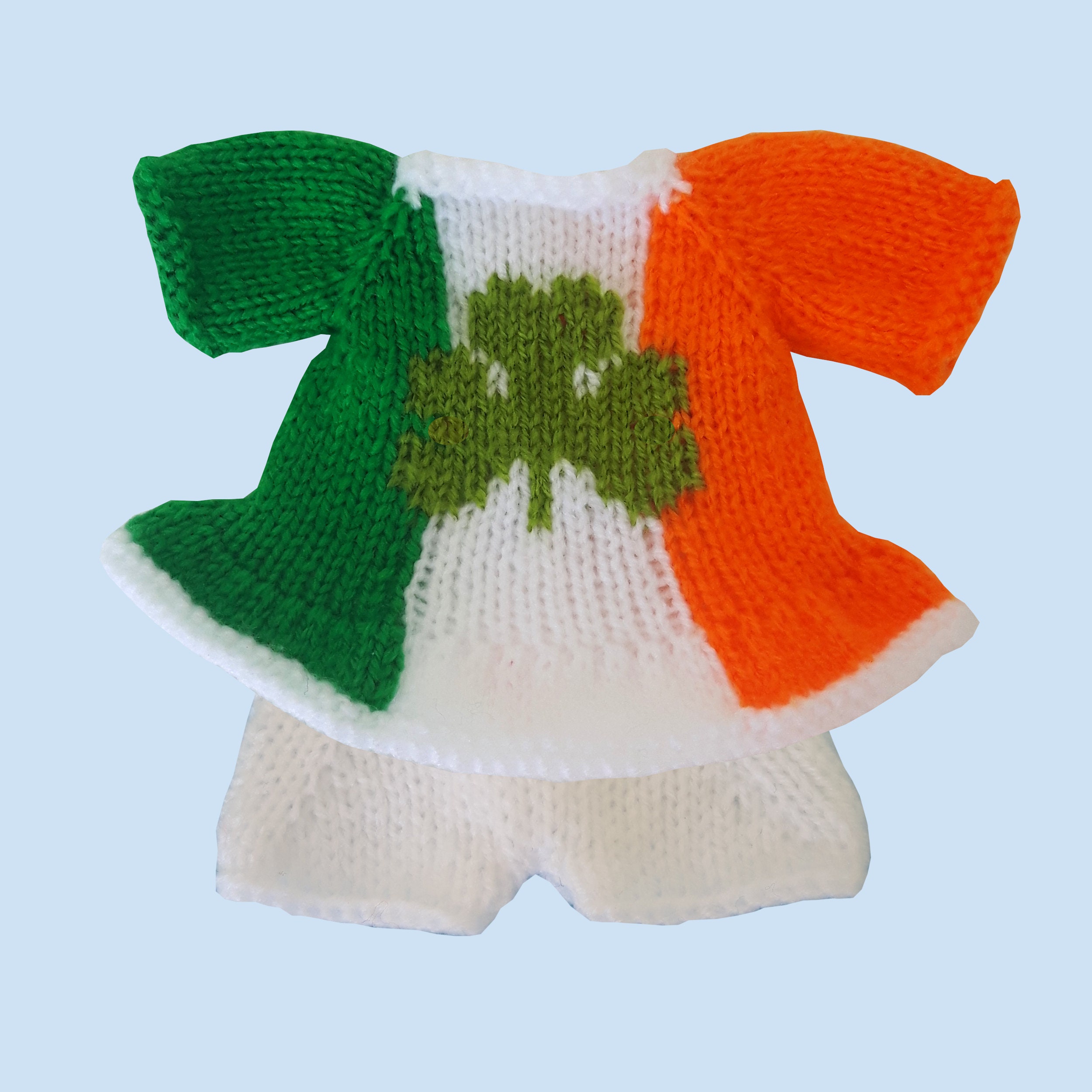 Toy Knitting Pattern for an Irish Dragon Girl Wearing an Irish Flag Top ...