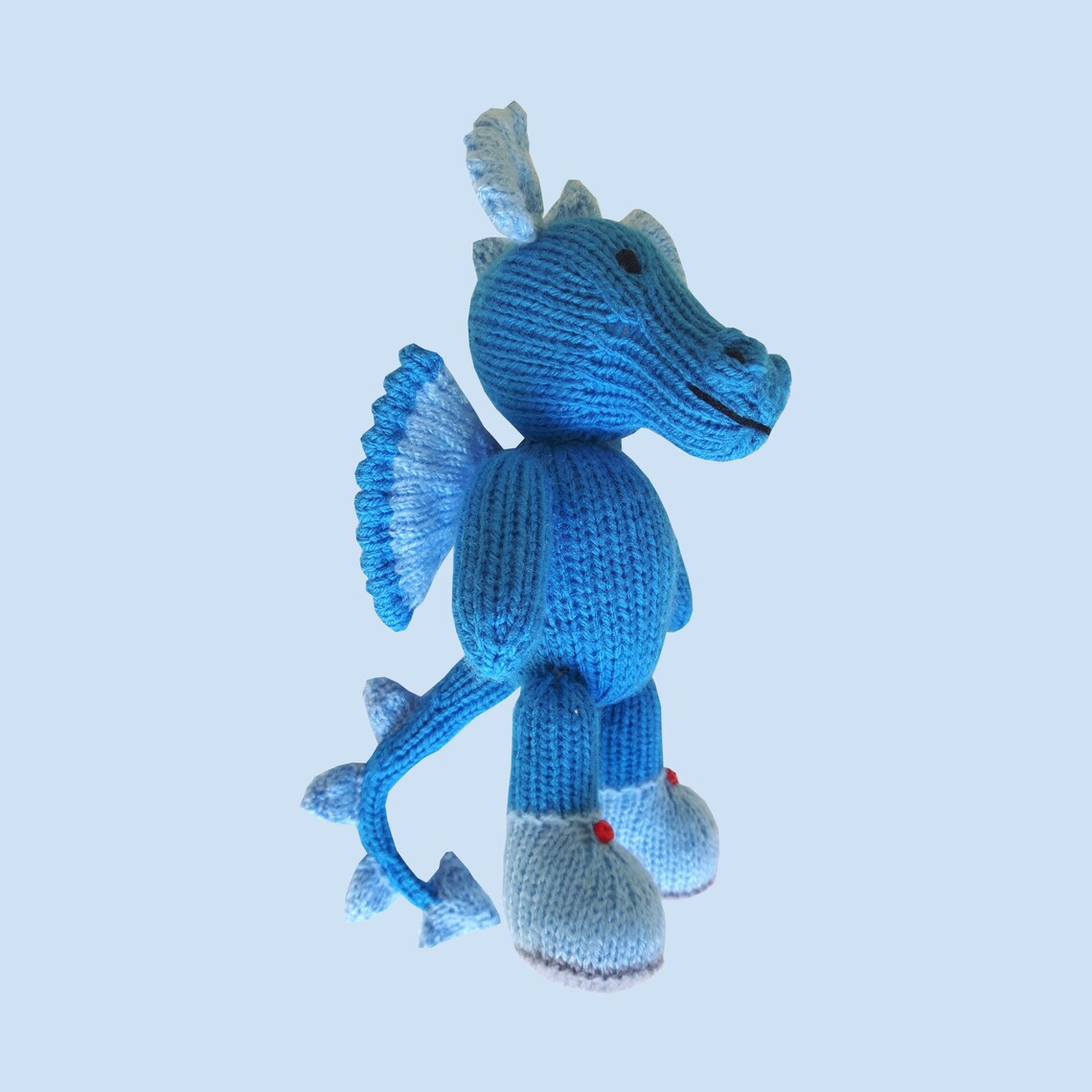 Toy Knitting Pattern for a Dragon Boy Wearing a Top Down Jumper and ...
